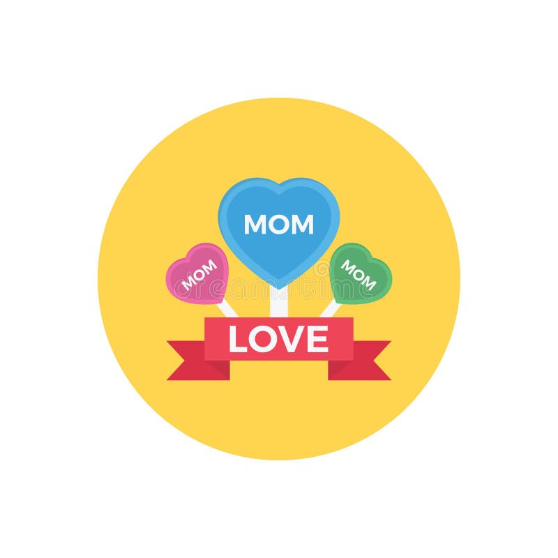 Love MOM Vector Flat Colour Icon Stock Vector - Illustration of ...