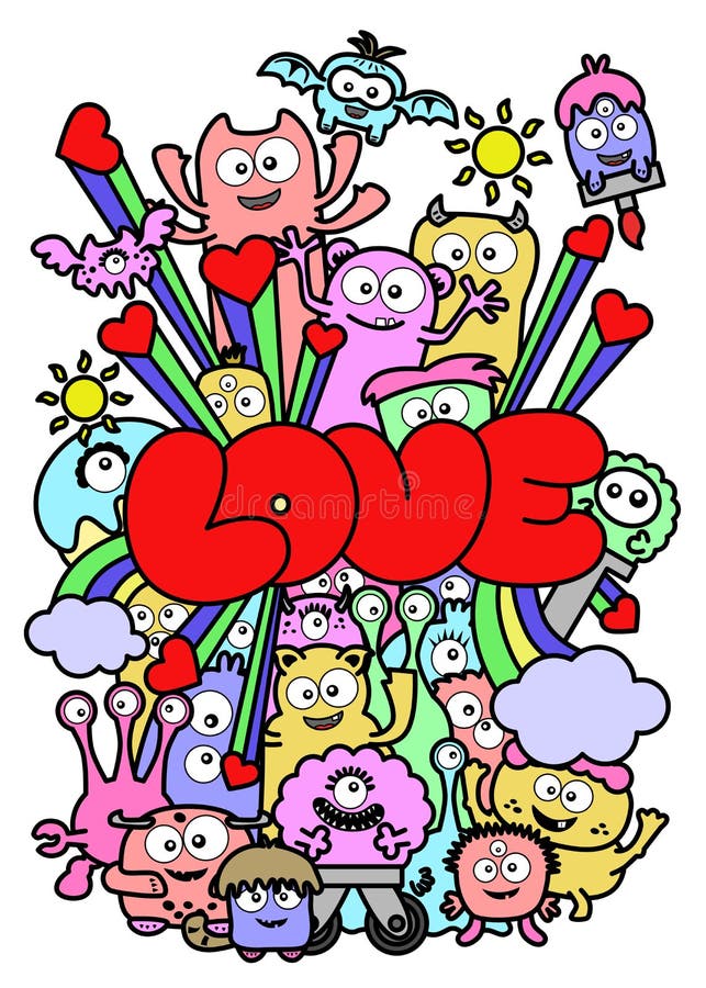 Love Monsters Vertical Format Stock Illustration - Illustration of ...