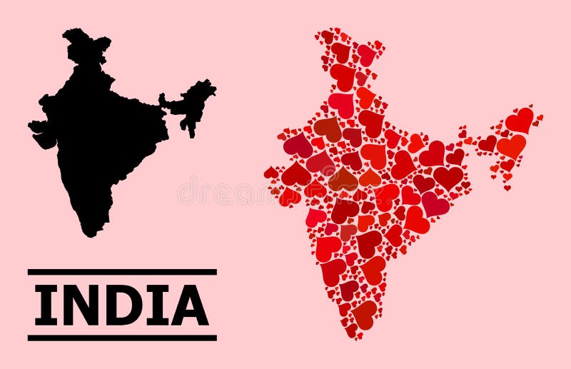 India Pink Highlighted in Map of World. Light Grey Simplified Map with ...