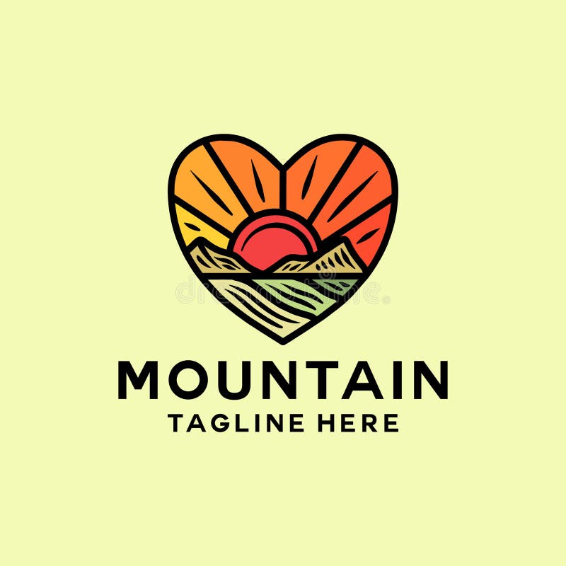 Love Mountain Logo Symbol Design Illustration Vector Icon Emblem Stock Vector - Illustration of ...