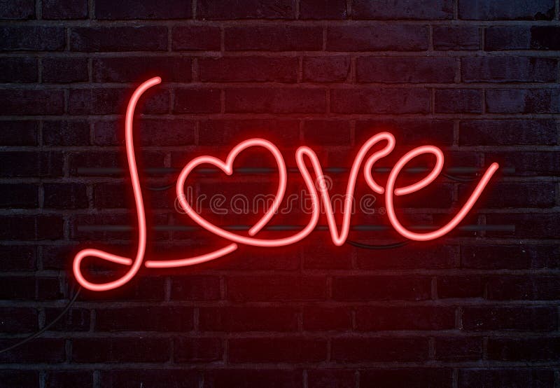 Love neon sign stock image. Image of brick, entertainment - 203233513