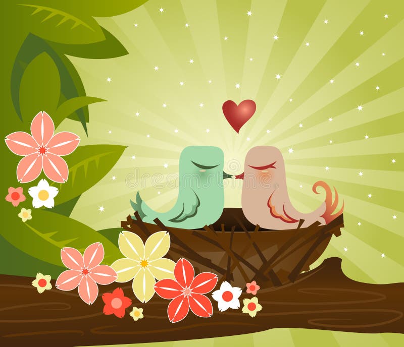 Love Nest stock vector. Illustration of kiss, bright, limb - 1705113