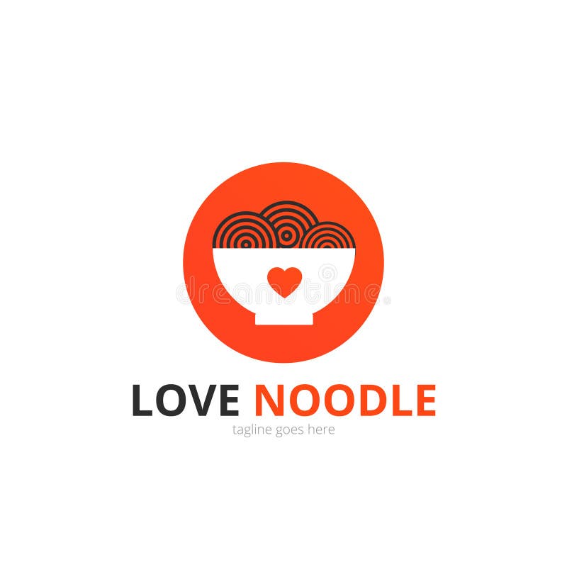 Love Noodle Logo Concept. Pasta with Plate. Japanese Template Vector ...