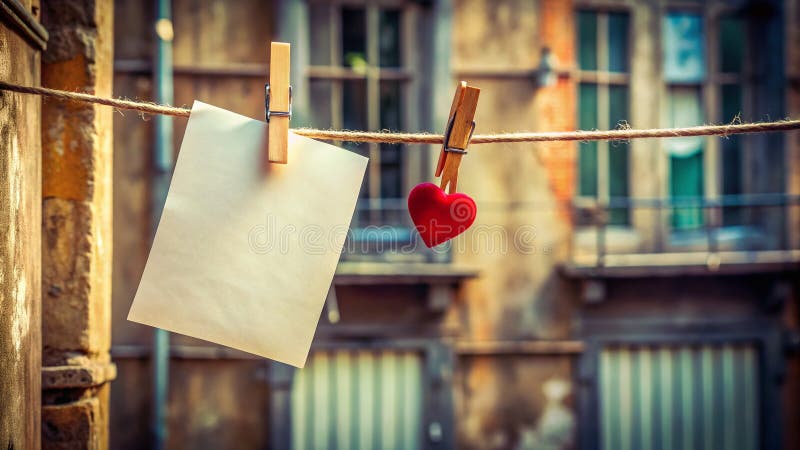 A Love Note Draped on a Clothesline a Touching Symbol of Affection and ...