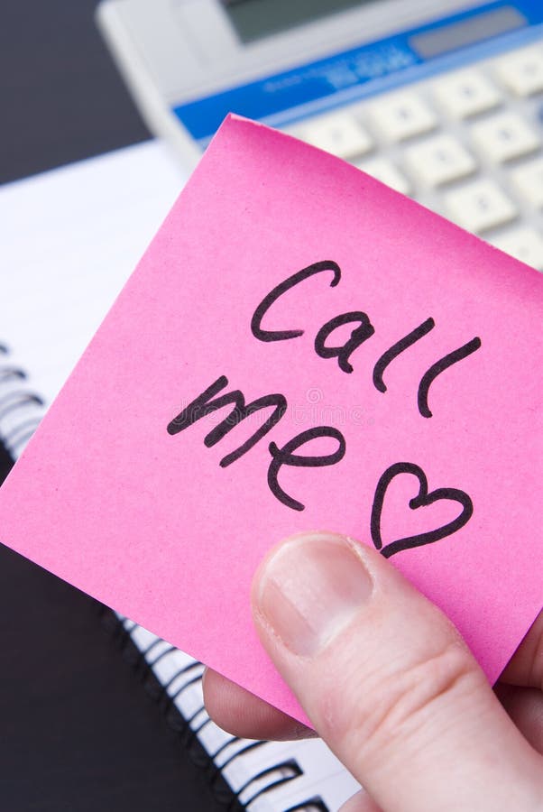 Love Note in Office Says CALL ME Stock Photo - Image of white, thumb ...