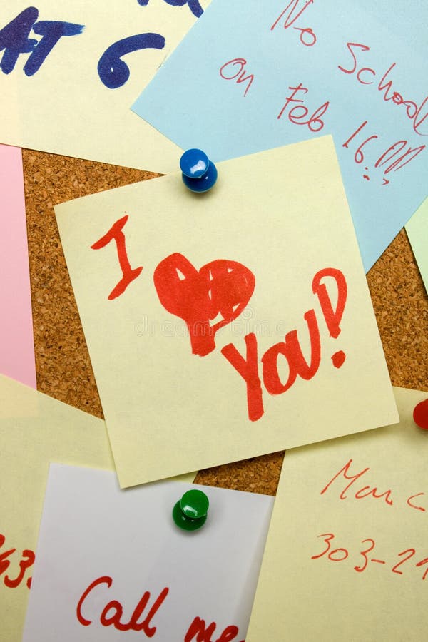 Love Note Pinned on Cork Board Stock Photo - Image of post, corkboard ...