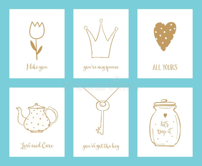 Love Notes and Valentine Day Cards Hand Drawn Set Stock Vector ...