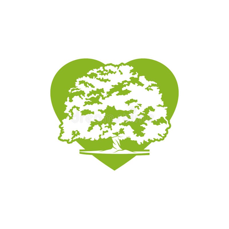 Love Oak Leaf Logo Design Vector Illustration, Creative Oak Tree Logo ...