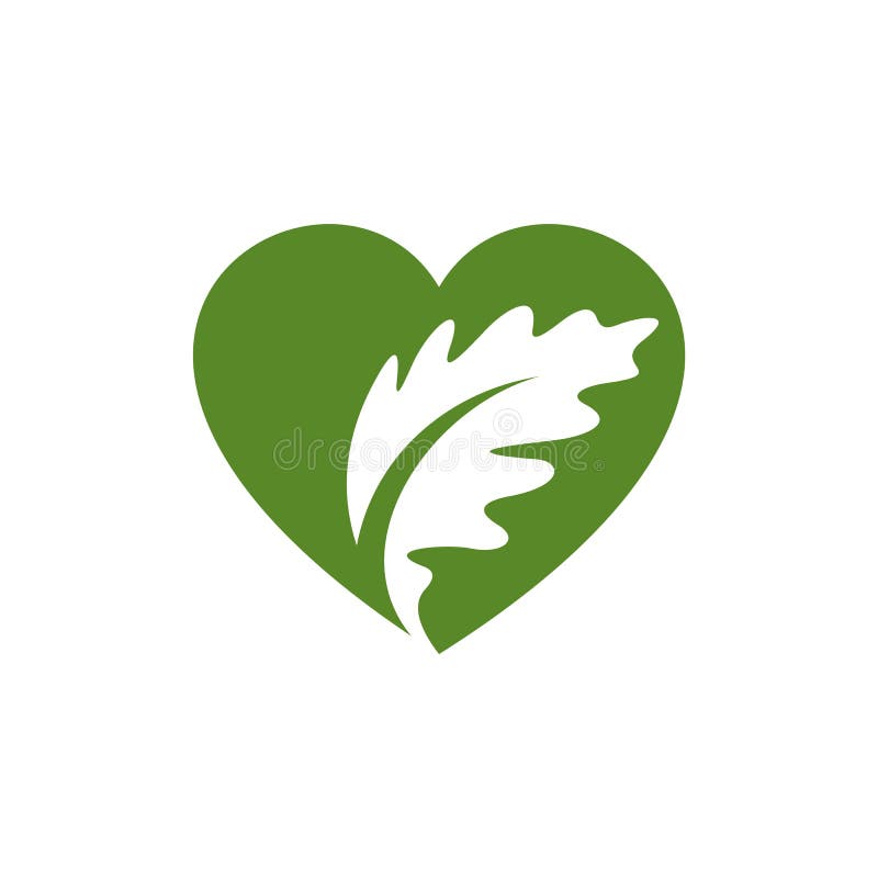 Love Oak Leaf Logo Design Vector Illustration, Creative Oak Tree Logo ...