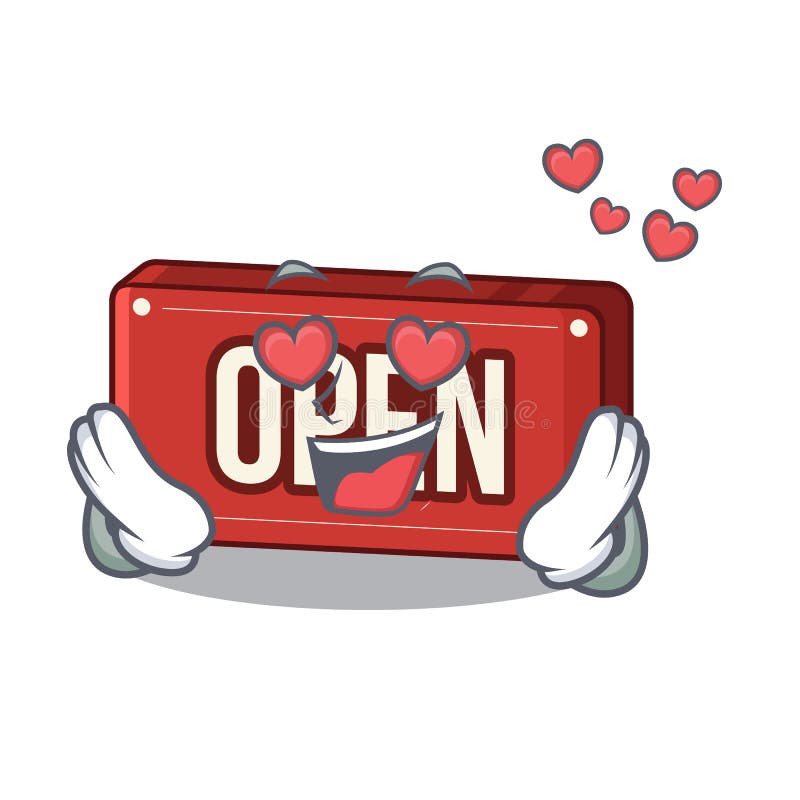 In Love Open Sign on the a Charcter Stock Vector - Illustration of ...