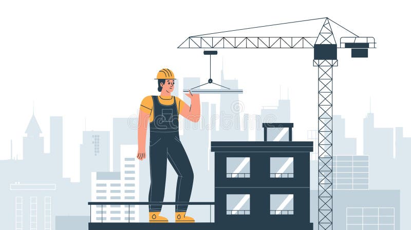 We Love Our Work Web Banner. Builder on Construction Site, Worker ...
