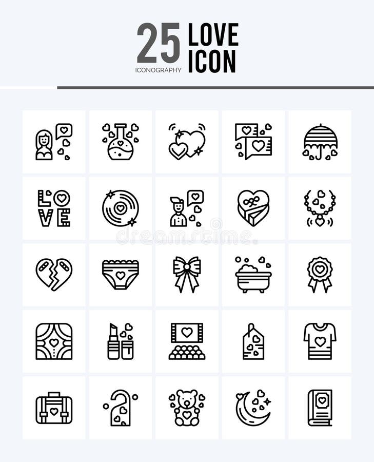 25 Love Outline Icons Pack Vector Illustration Stock Vector ...