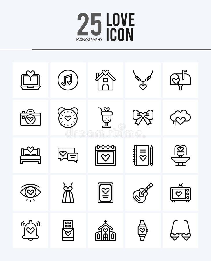25 Love Outline Icons Pack Vector Illustration Stock Vector ...