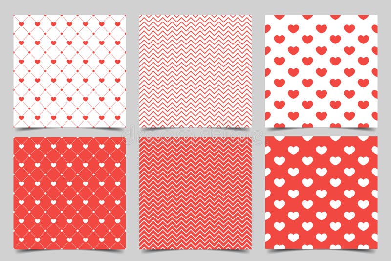 Love Pattern. Collection of 6 Elegant Red Seamless Patterns on the ...