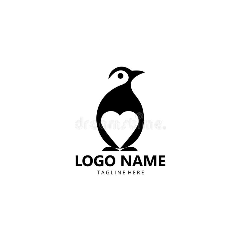Love Penguin Logo Design Vector Stock Vector - Illustration of animal ...