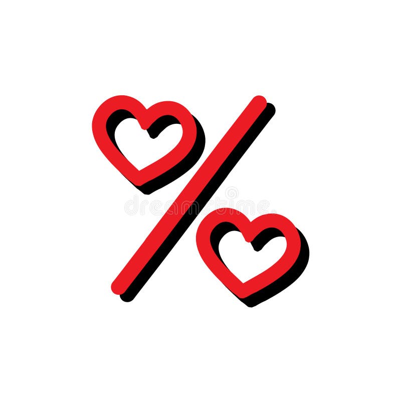 Percentage Symbol with Heart. Logo Design Vector Template Negative ...
