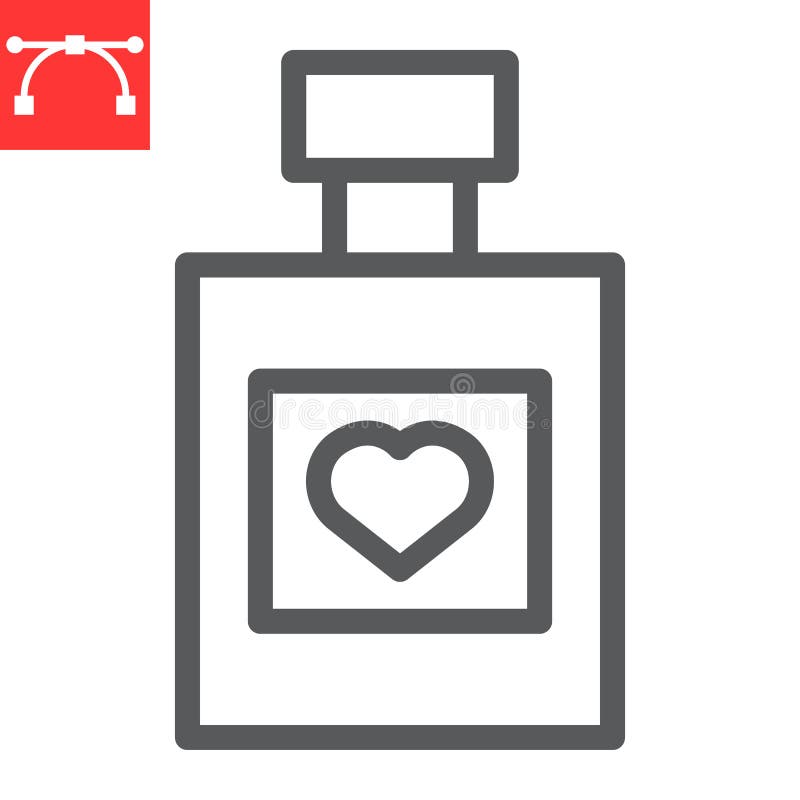Love Perfume Line Icon, Valentines Day and Aroma, Perfume Sign Vector ...