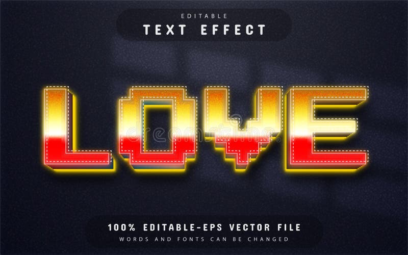 Love Pixel 3d Text Effect Editable Stock Vector - Illustration of style ...