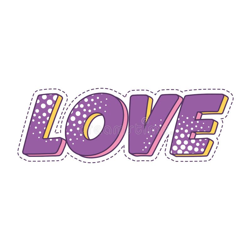 Love Pop Art Element Sticker Icon Isolated Design Stock Vector ...