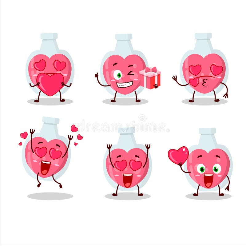 Love Potion Cartoon Character with Love Cute Emoticon Stock Vector ...