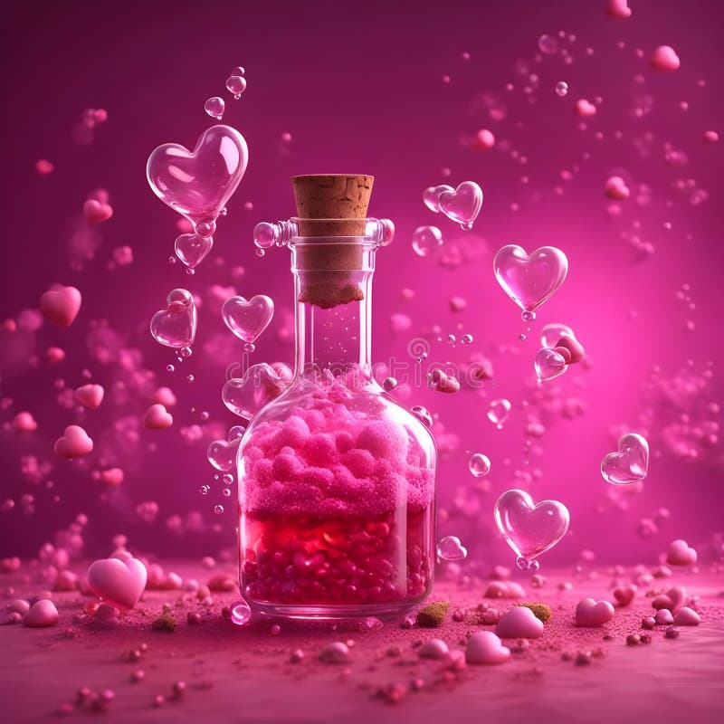Love Potion Pink Colour Palette with Floating Hearts Stock Illustration ...
