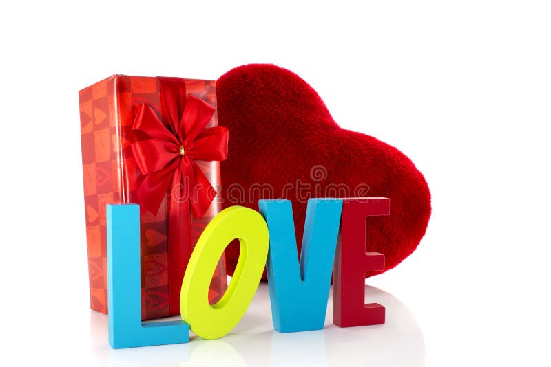 Love with Present and Heart Shape Stock Photo - Image of love, colorful ...