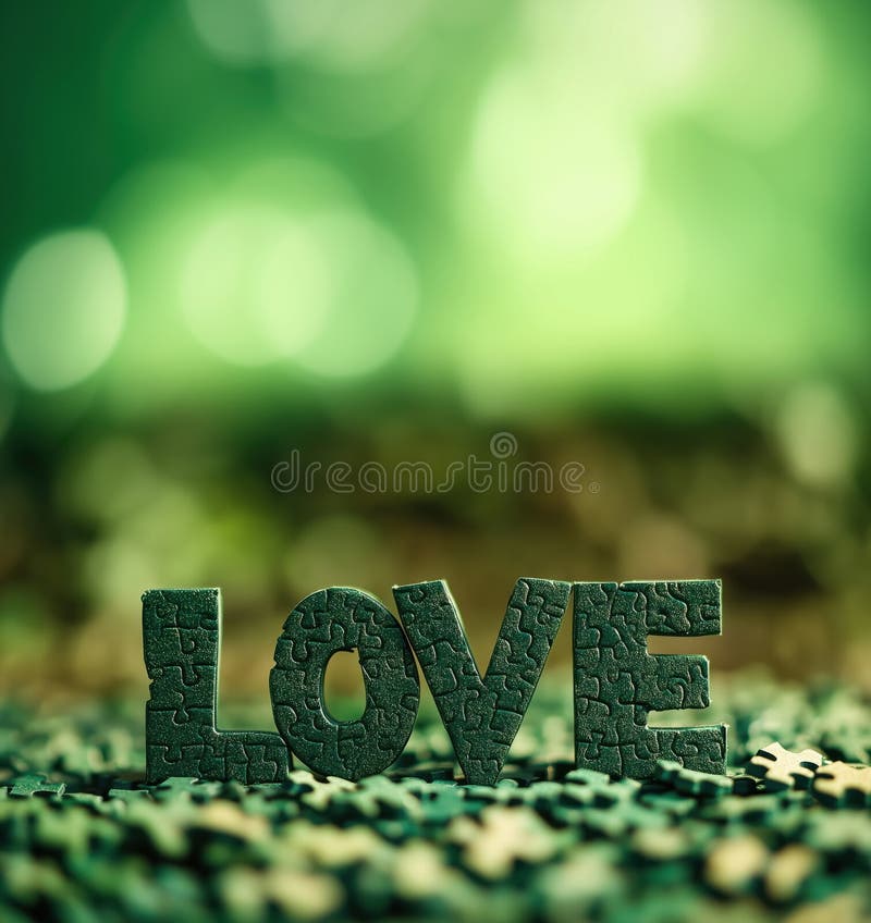 Love Puzzle Pieces on Blurred Green Background Symbolizing Connection ...