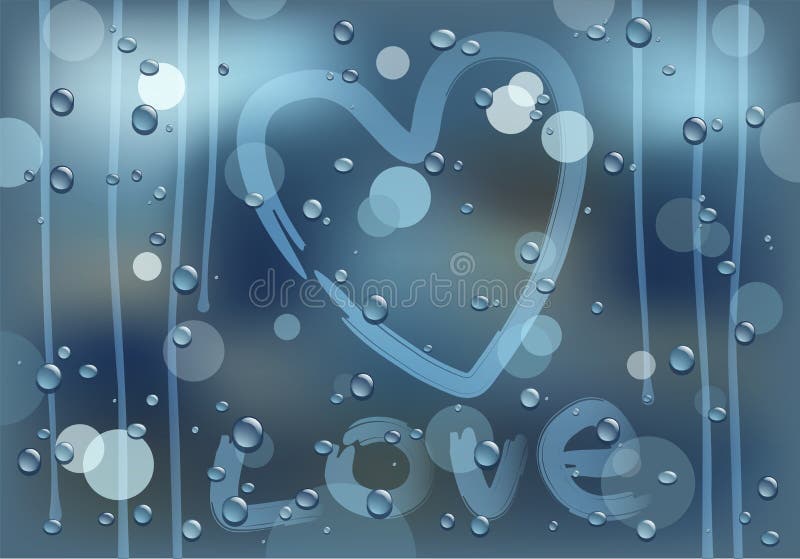 Love on a rainy glass stock vector. Illustration of blurring - 34259255