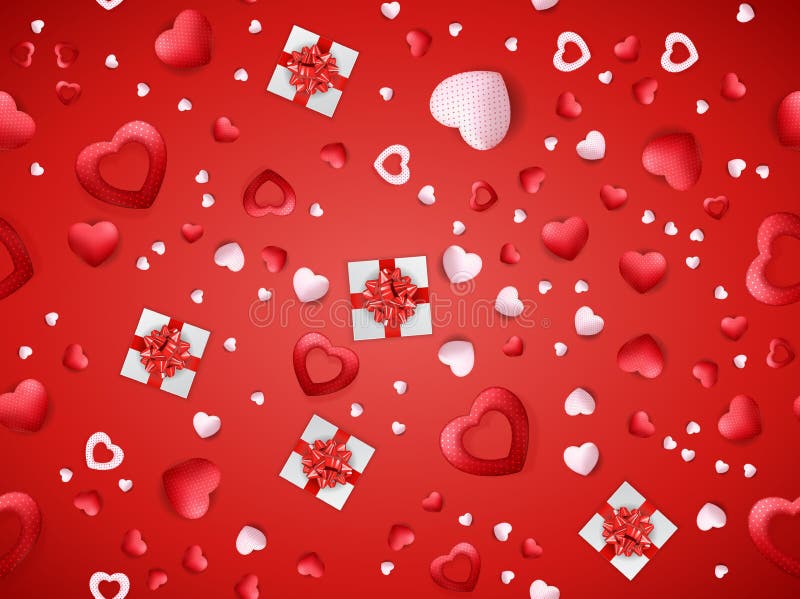 Love Red Background with Hearts. Vector Illustration Stock Vector ...