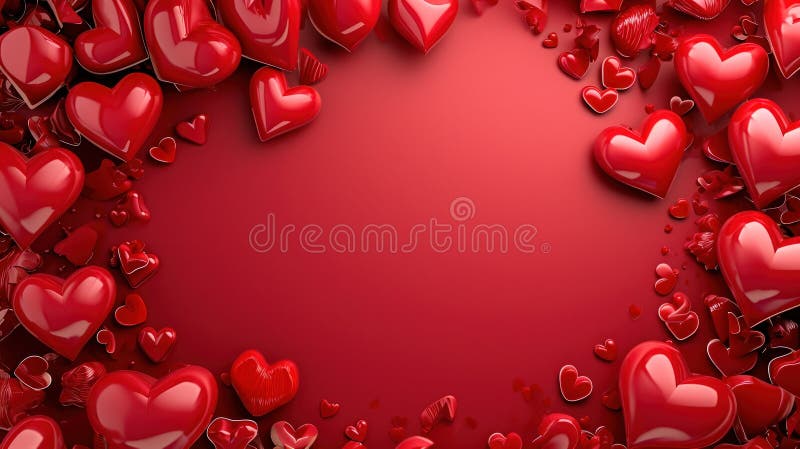 Love Red Heart Frame Background Stock Illustration - Illustration of ...
