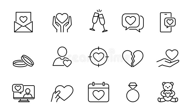 Love and Relationship Icons Set.. Editable Stroke. Stock Vector ...