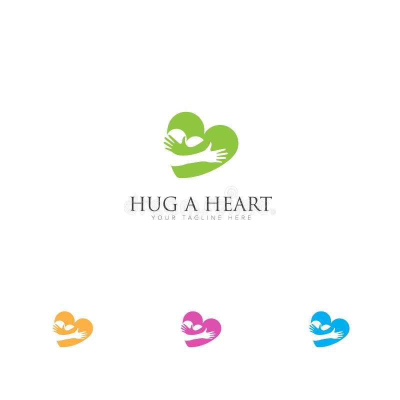Love Relationship Logo with Hug Hearts Logo Stock Vector - Illustration ...