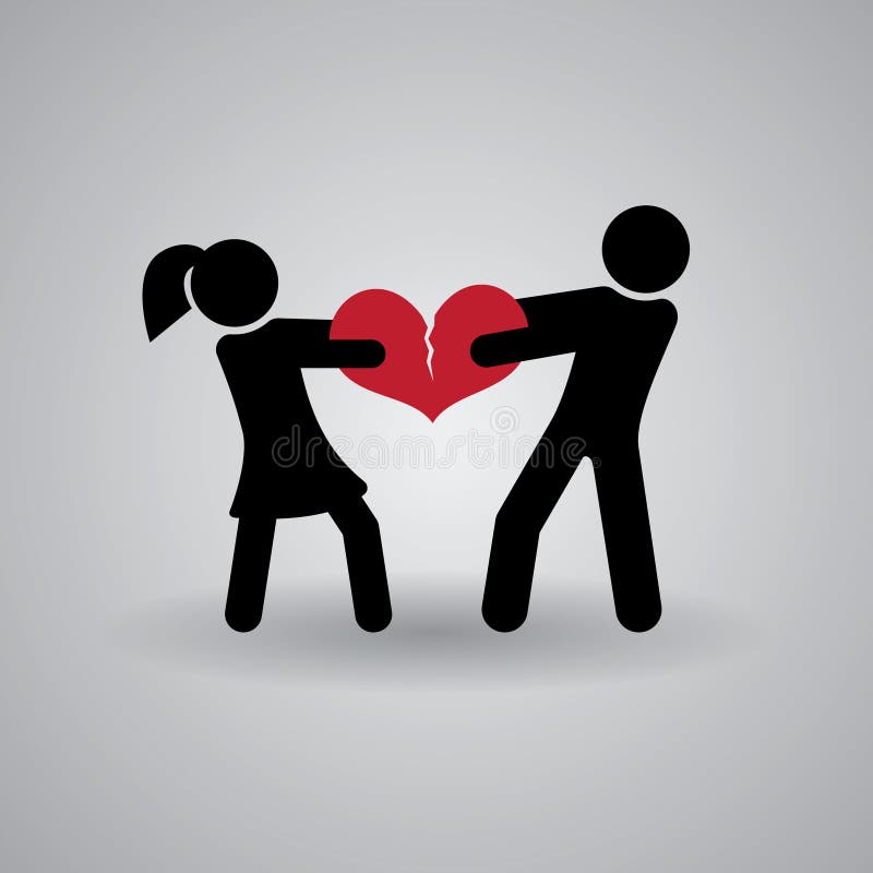 Love and Relationship Stickmans. Broken Heart. Stock Vector ...