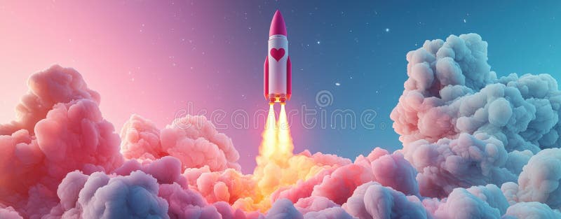 Love Rocket Launch into Space Stock Illustration - Illustration of ...