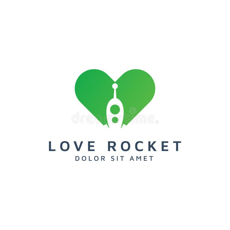 Love and Rocket Negative Space Logo Design Stock Vector - Illustration ...