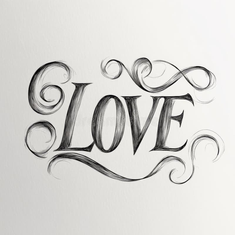 Love and Romance Elegant Script. Generative AI. Stock Illustration ...