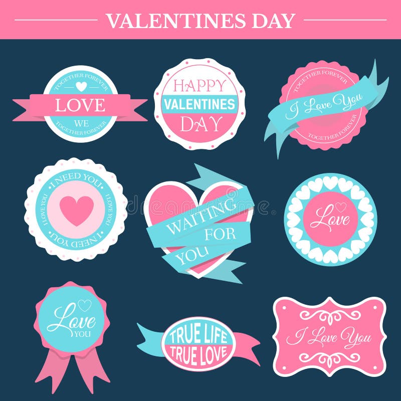Love Romantic Set Retro Label Template of Emblem Element for Your ...