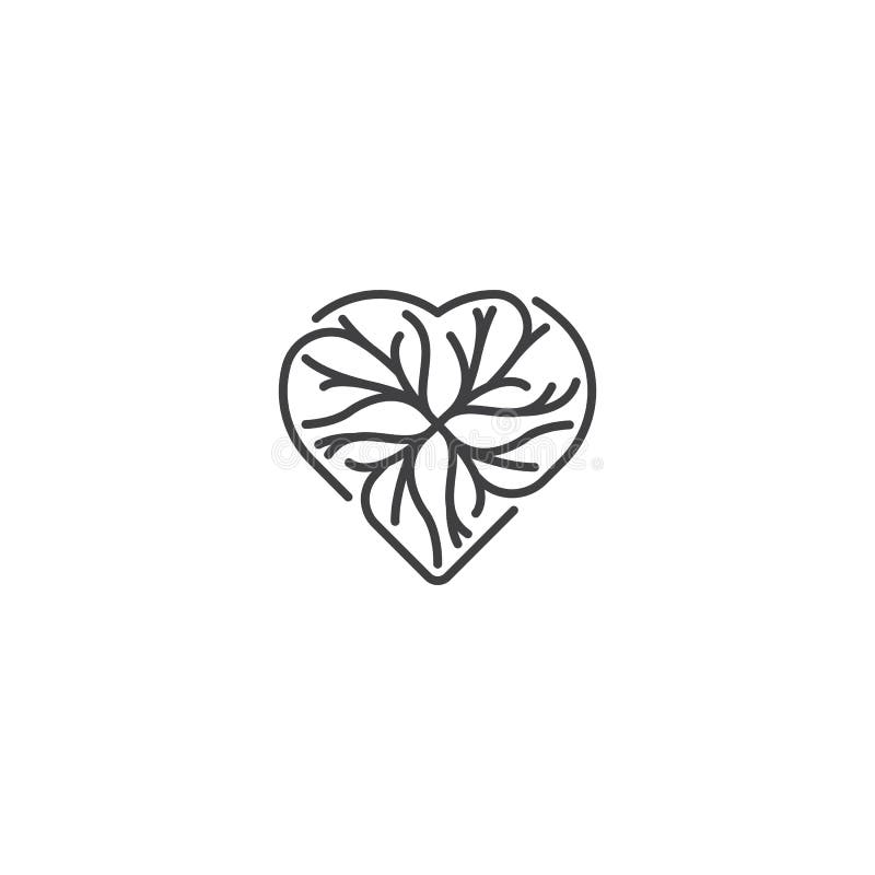 Love Root or Twig Tree, Root Shape Heart. Vector Logo Icon Template ...