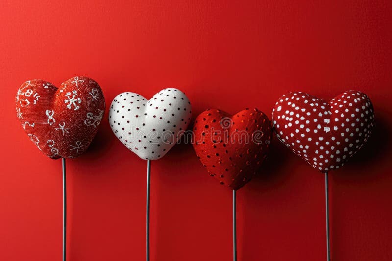 Love S Progression: Four Heart-shaped Symbols on Sticks, Suggesting the ...