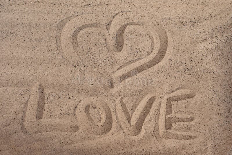 Love Sand Lettering in the Shape of a Heart Stock Photo - Image of love ...