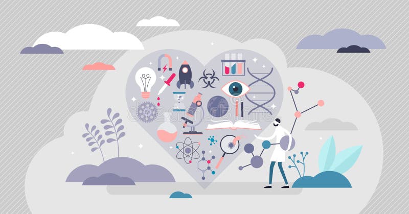 Love Science Vector Illustration. Knowledge Affection Tiny Persons ...