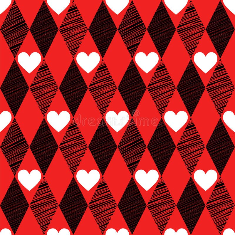 Love Seamless Background with Rhombus and Hearts Stock Vector ...