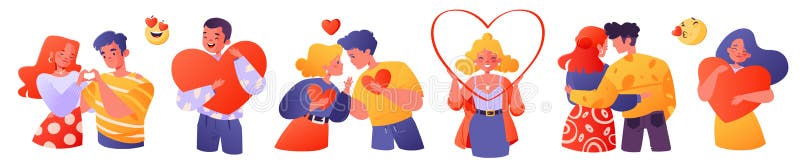 Set of Cartoon Characters Showing Their Feelings To Each Other. Stock ...