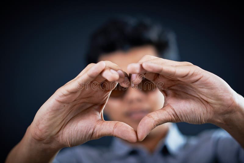 Love Shape Hand by Handsome Man Stock Image - Image of body, confident ...