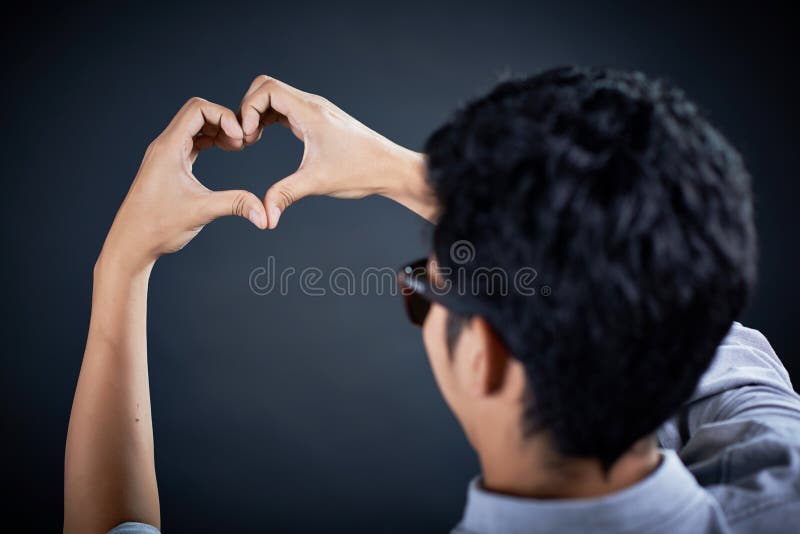 Love Shape Hand by Handsome Man Stock Image - Image of human, gesture ...