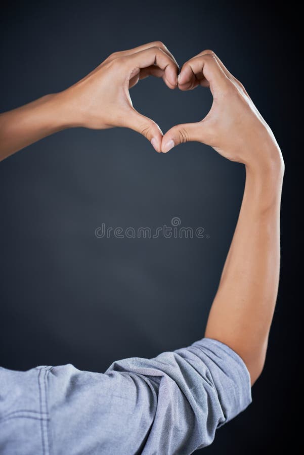 Love Shape Hand by Handsome Man Stock Photo - Image of leaning ...