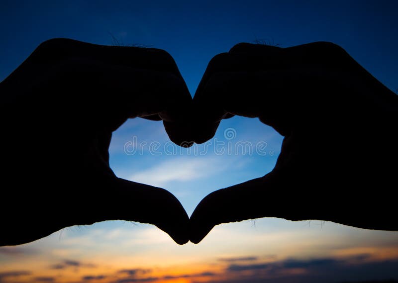 Love shape hand silhouette stock photo. Image of gesture - 42441672