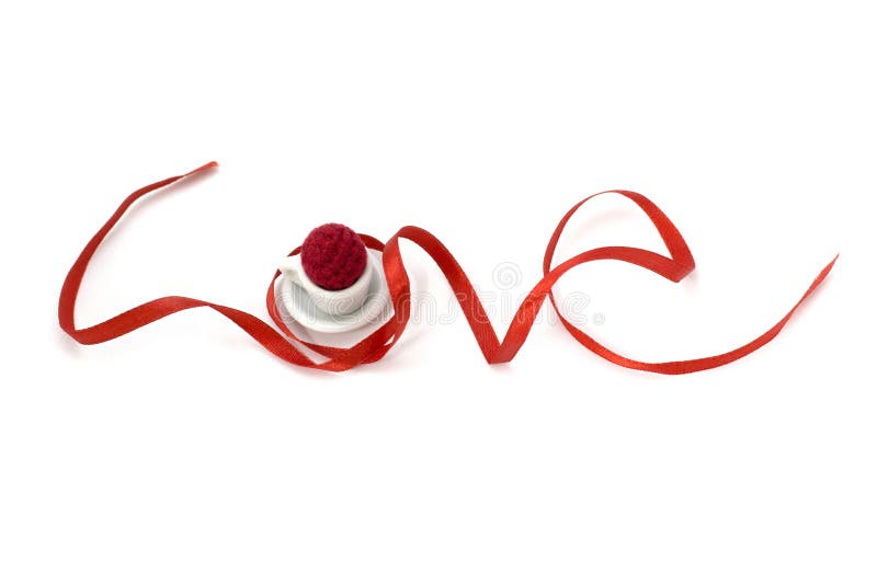Love Shape Ribbon Art with Miniature Cup Stock Image - Image of hearts ...