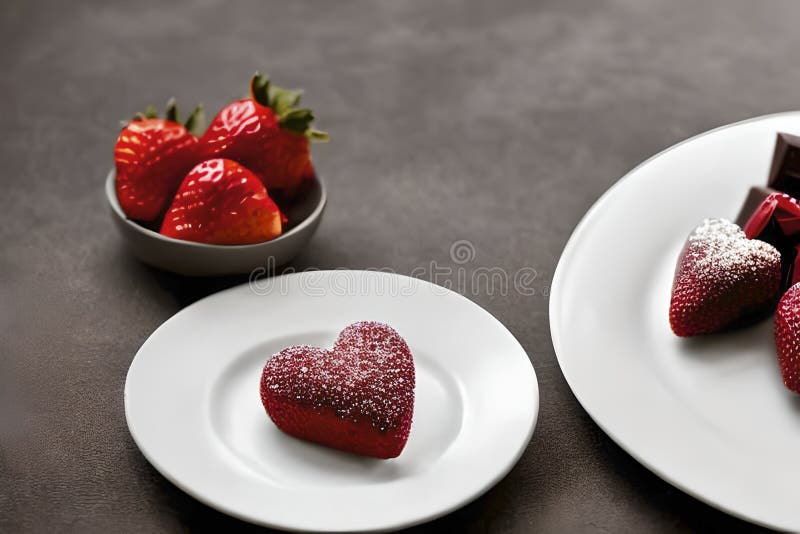 Love Shape Strawberry Cake with Some Sugar Powder Topping and ...