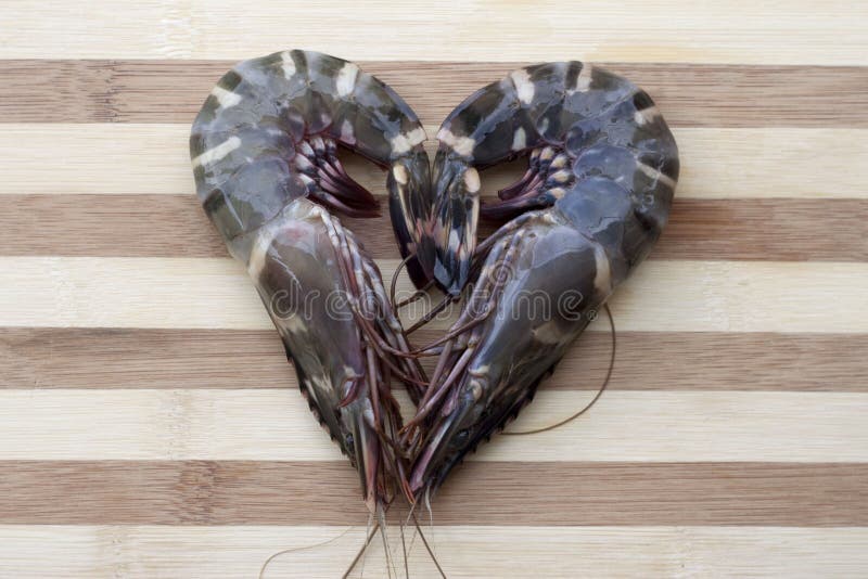 Love shaped fresh prawn stock photo. Image of natural - 13068854